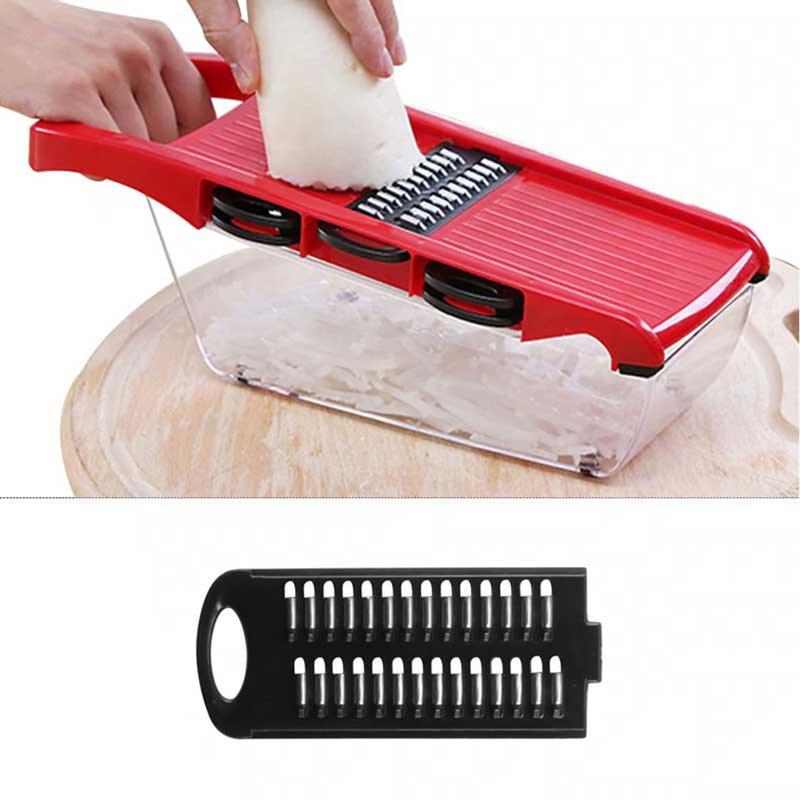 Mandoline Profissional Cozinha Slicer Aço Inox 6 Em 1 Fatiador Cortador ...