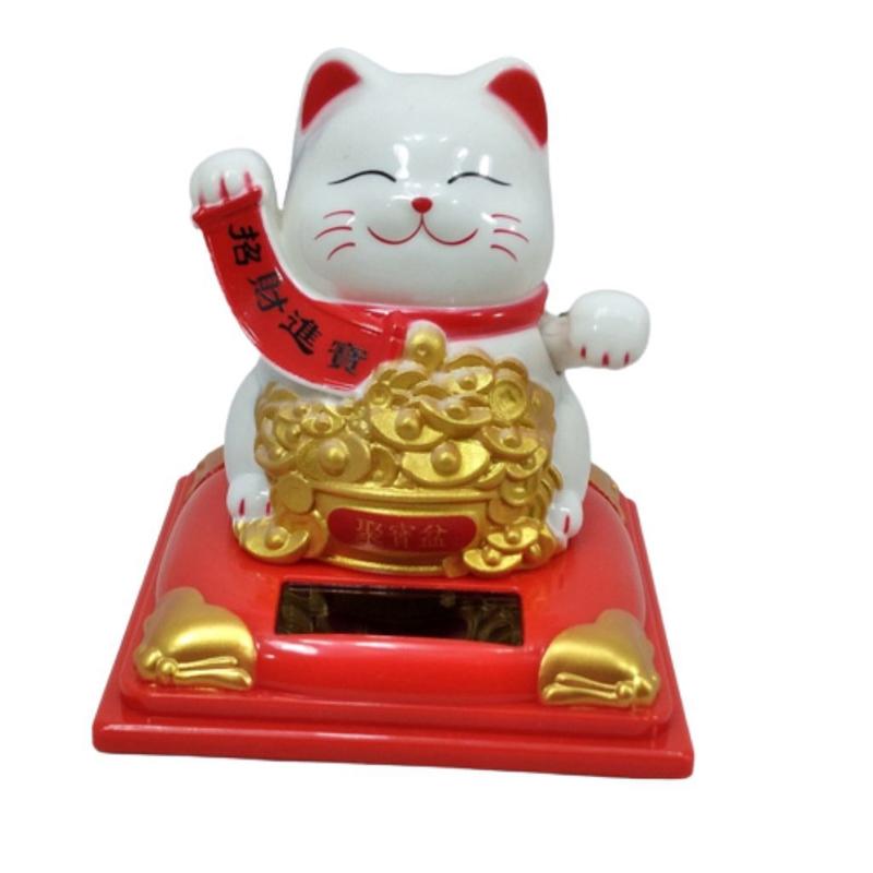 Maneki Neko Gato Da Sorte Branco 8 Cm Alt. Energia Solar - Dantas ...
