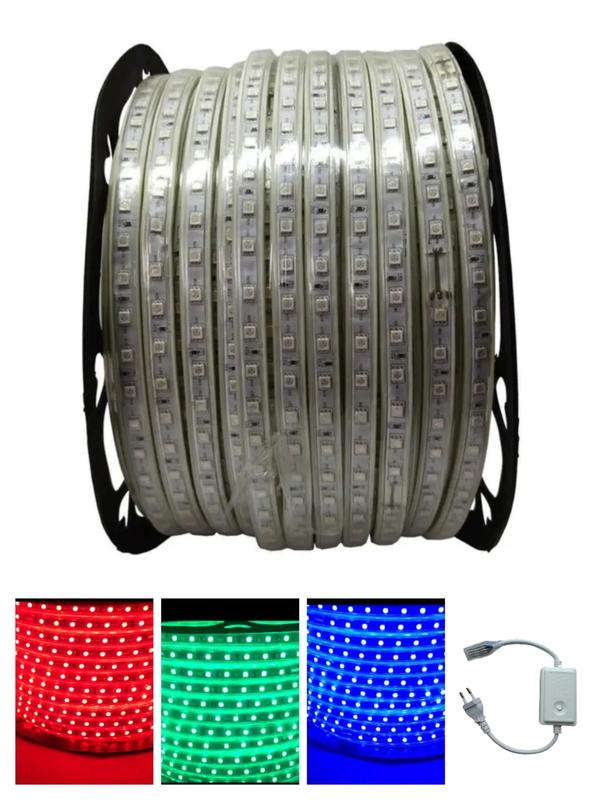 Mangueira de led 5050 rgb 100m Achatada + 4 conectores -110v - Telintec ...