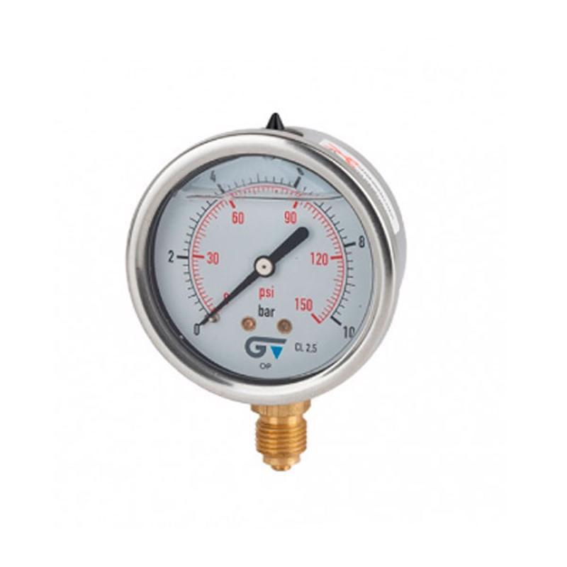 Manômetro vertical caixa metálica (63mm) glicerinado rosca 1/4 npt - 0 a 90psi/0-6bar 3822 006 ...