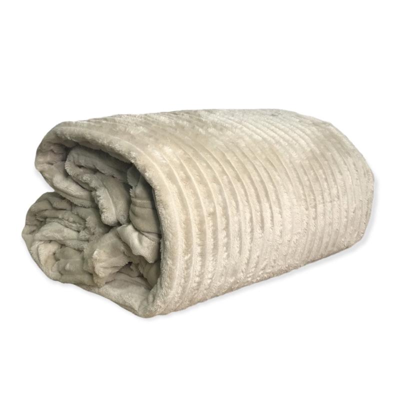 Manta de Microfobra Listrada Habitat - Areia - Manta - Magazine Luiza