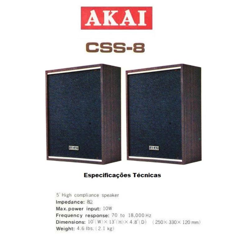 MANUAL, CATÁLOGO : CAIXA ACÚSTICA AKAI CSS-8 NOVO OKm P/ COLECIONADORES PRONTA ENTREGA. - MS ...