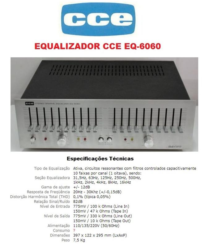 MANUAL , CATÁLOGO : EQUALIZADOR CCE EQ-6060 NOVO OKm PRONTA ENTREGA ...