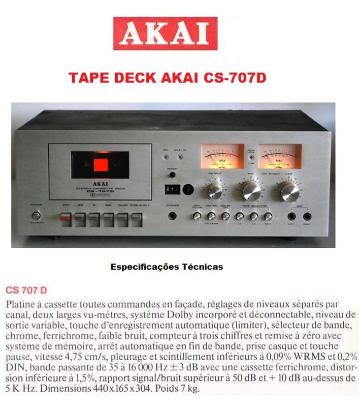 MANUAL, CATÁLOGO : TAPE DECK AKAI CS-707D NOVO OKm P/ COLECIONADORES PRONTA ENTREGA. - MS ...