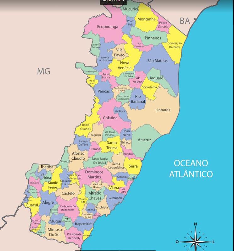 Mapa Escolar Estado Do Espírito Santo - Cidades Coloridas 90x120m ...