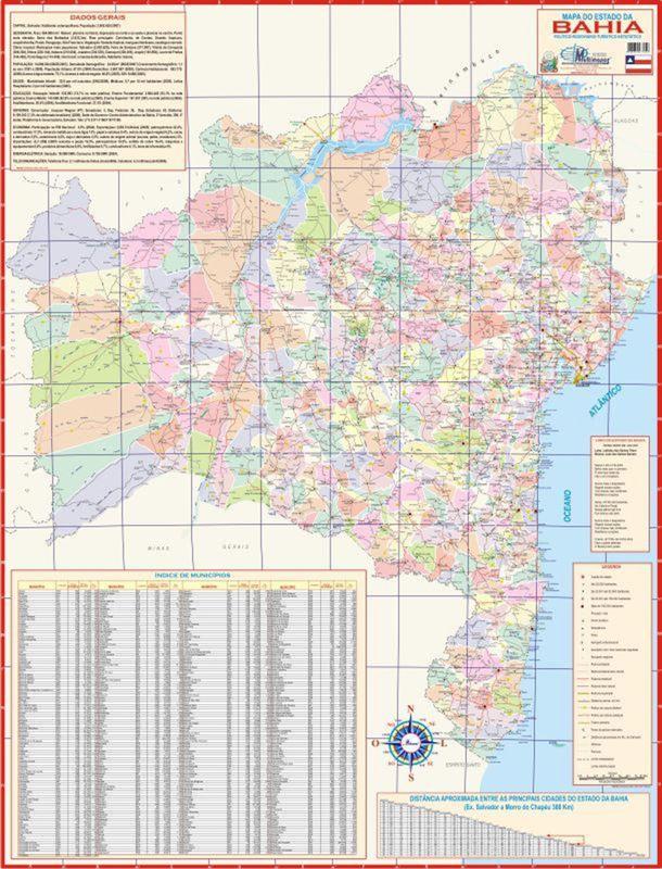 Mapa Geo Político Rod Turístico e Estatístico Gigante Do Estado Da ...