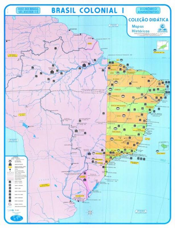 Mapa Histórico - Brasil Colonial 1 - COM SUPORTE - Bia Mapas - Mapas ...