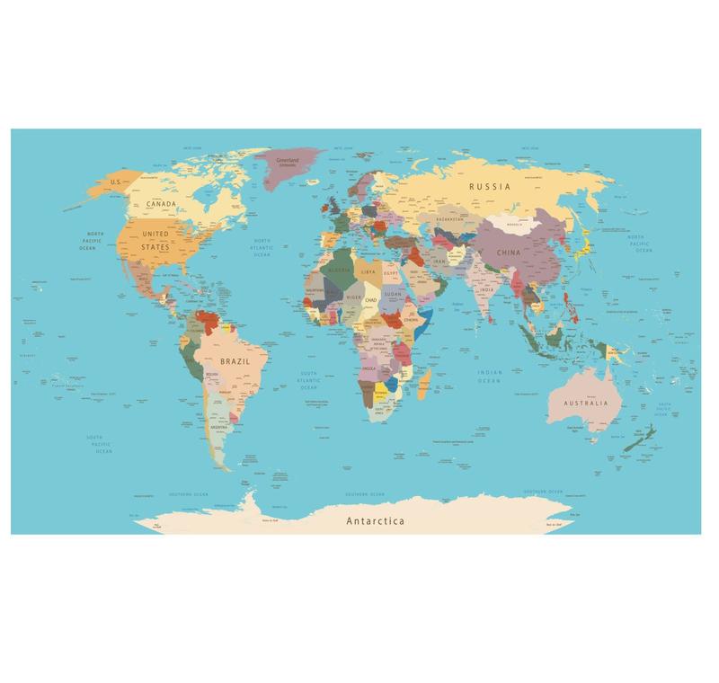 Mapa Mundi Adesivo Poster Parede Hd Decorativo 120x70cm M64 ...
