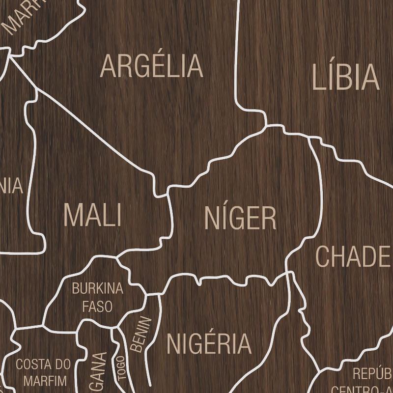 Mapa-múndi de madeira MDF - Mapa de viagens - Padrões amadeirados ...