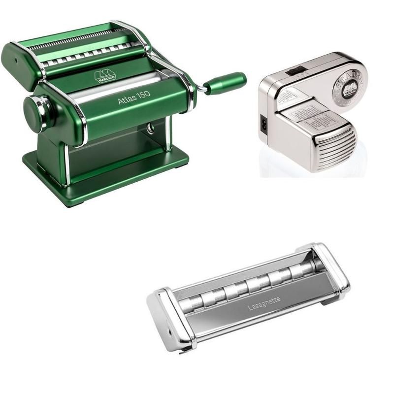 Maquina De Fazer Macarrão Marcato Verde+Lasagnette+Motor220v - Cilindro ...