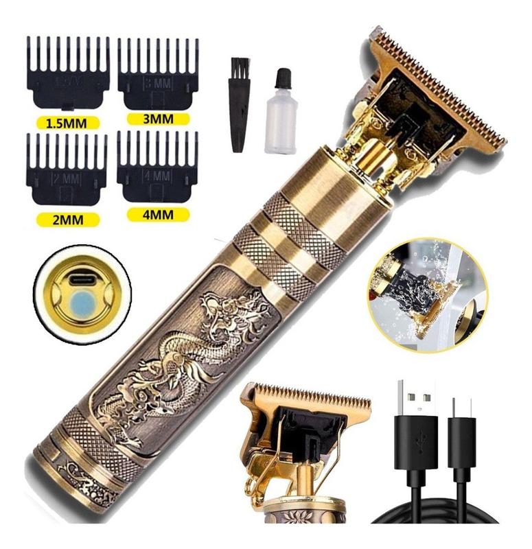 Maquina T9 Dragon Retro Ultra Afiado Barba Profissional Gold: Estilo Premium - VALECOM - Máquina ...