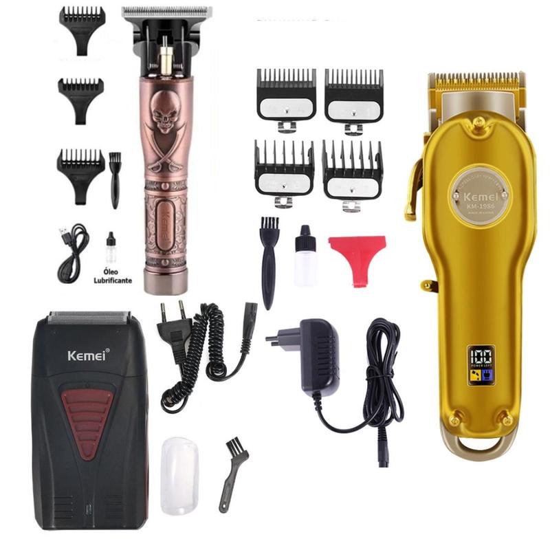 Máquinas Sem Fio Kemei Corte Profissional Ótimo Acabamento 110-220 V ...