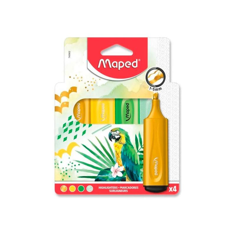Marca Texto - Maped - Tropical Caixa c/ 4 Cores - Caneta Marca Texto ...