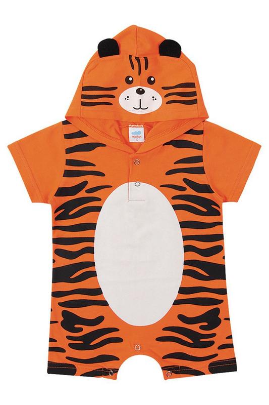 Marlan - Macacao Curto Bebe Menino Tigre Laranja - Jardineira para ...