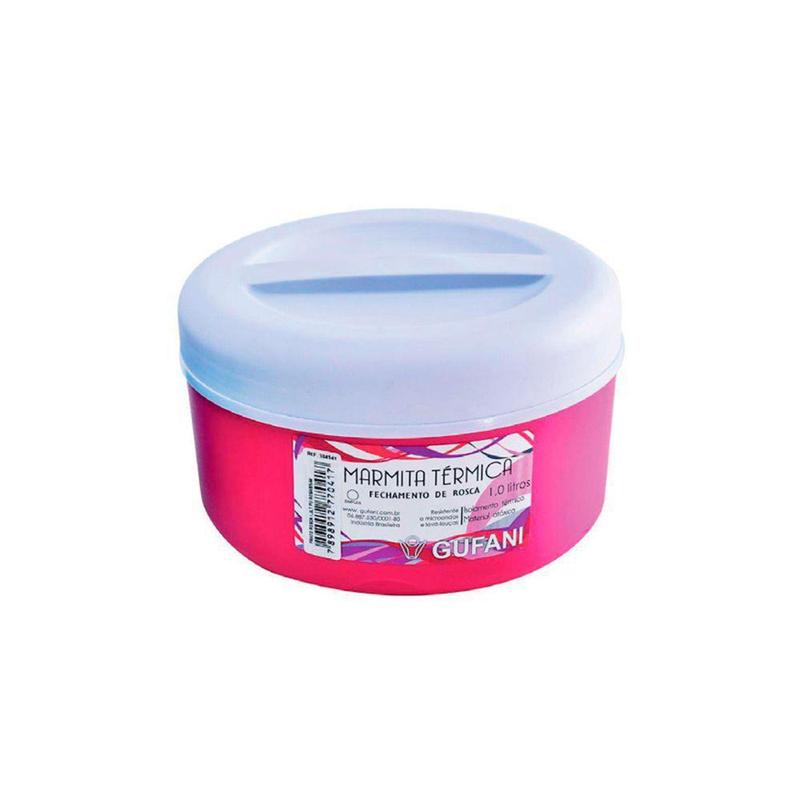 Marmita Térmica Rosa e Branca com Rosca - 1 Litro - Gufani - Marmitas ...