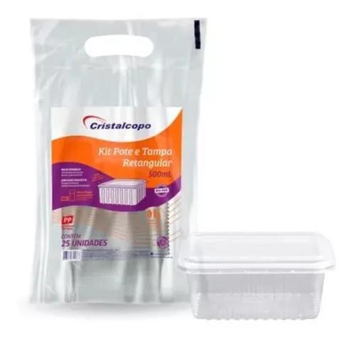 Marmitex Descartável 500ml C/ 25Un - Freezer/ Microondas - Cristalcopo ...