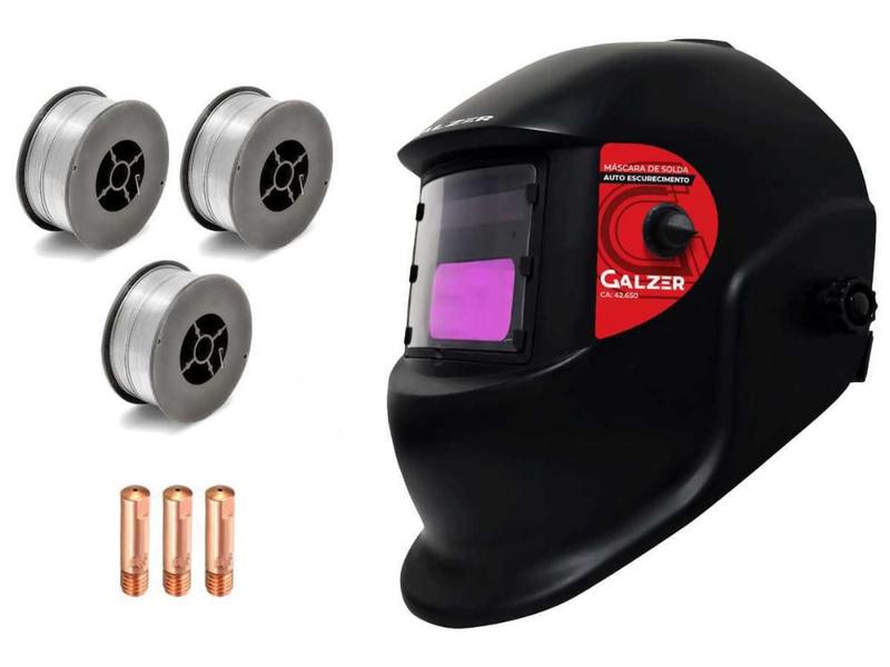 Máscara Automática Com Regulagem DIN 9 a 13 - Galzer + 3 Arames Mig ...
