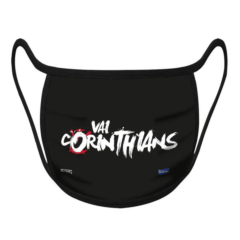 Máscara de Proteção Corinthians Preta Festcolor - Máscara Facial ...