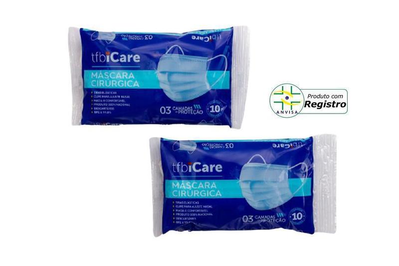 Máscara De Proteção Facial Descartável 20 Unidades - Tfb Icare ...