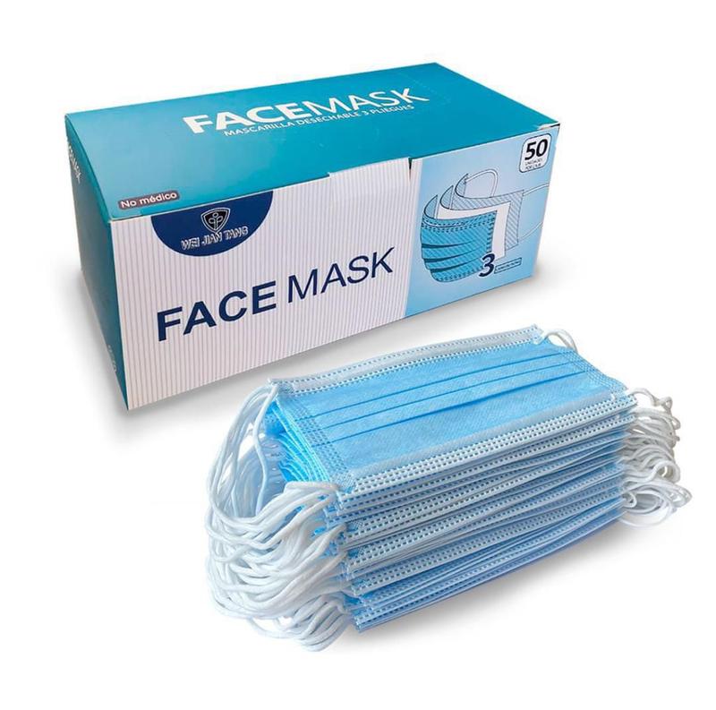 Máscara Descartável Tripla Proteção Clip Nasal 200 Un - Azul - Face ...