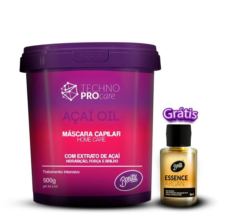 MASCARA HIDRATAÇÃO BONITTÊ DE AÇAÍ 500g + ÓLEO SERUM ESSENCE ARGAN ...