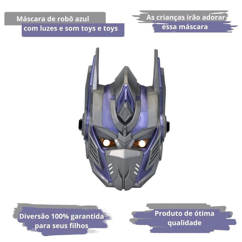 Máscara Infantil de Robô Optimus Prime Azul com Luzes e Sons ...
