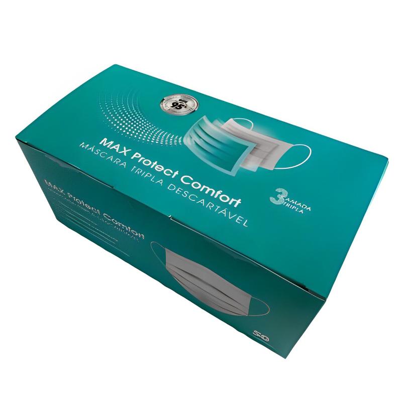 Máscara Proteção Antiviral - Descartável C/50 Un - Max Protect Comfort ...