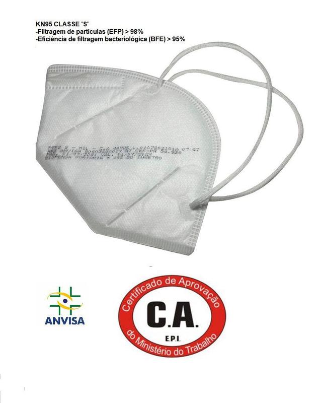 Máscara Respirador de Proteçao kN95 classe S Com Registro ANVISA Laudo ...