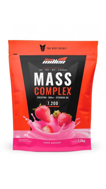 Mass Complex 1.5kg - Sabor Morango - New Millen - Hipercalórico / Massa ...