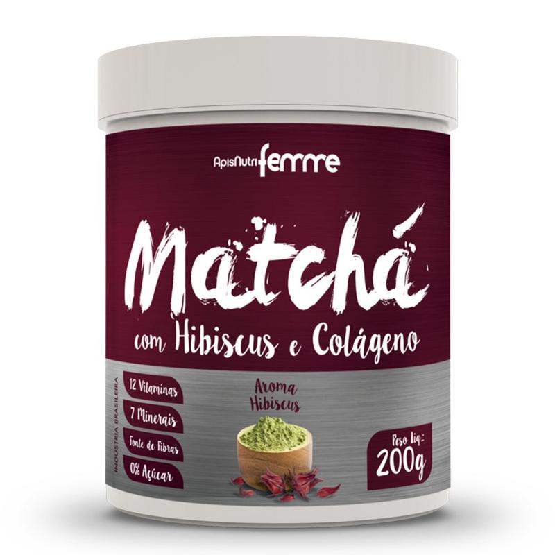 Matchá Solúvel Apisnutri Sabor Hibiscus 200g - Chá Verde - Magazine Luiza