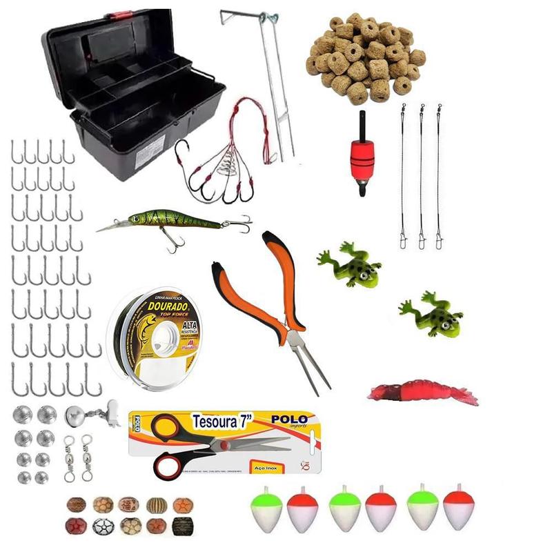 Material De Pesca Com Maleta Linha, Iscas Anzol E Acessórios - FS ...