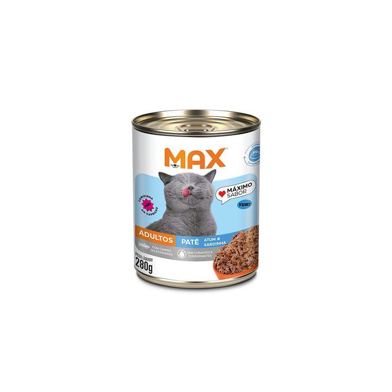 Max Cat Patê em Lata para Gato Adulto Sabor Atum e Sardinha 280g ...