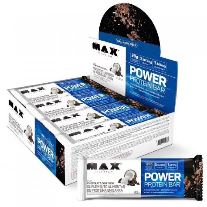 Max Titanium Pow Protein Bar Chocolate com Coco - 8 Unidades - Supley ...