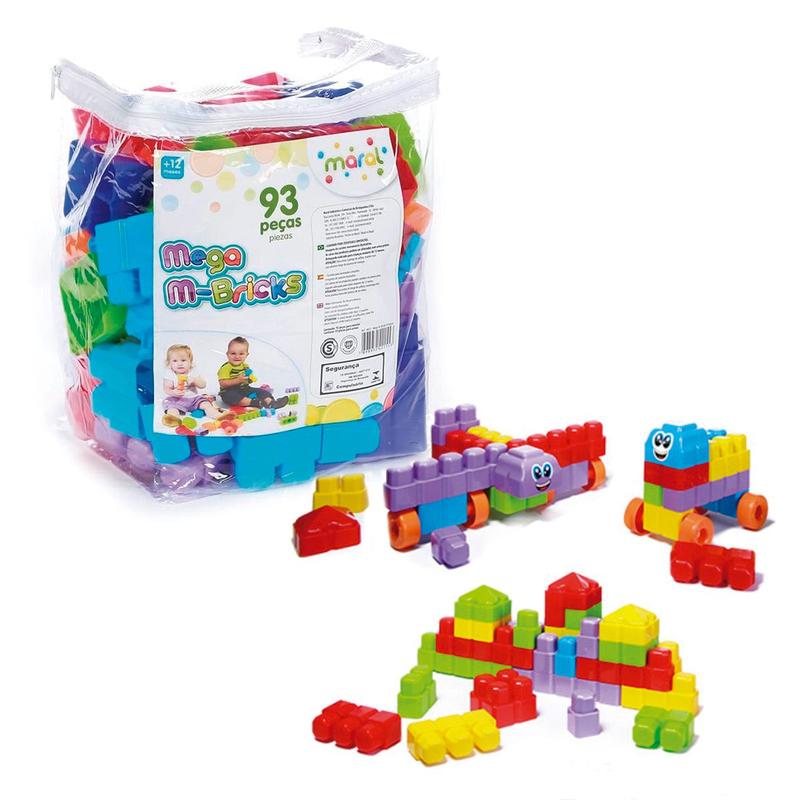 Mega Bricks 93 Peças Brinquedo Infantil Educativo C/Rodinhas - Maral ...
