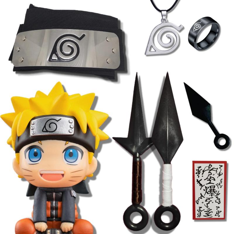 Mega Kit Naruto - Boneco Naruto + 2 Kunais + Mini Kunai + Bandana ...