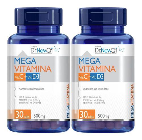 Mega Vitamina C D3 500mg 2 X 30 Cápsulas - Dr New Qi - UPNUTRI - Vitaminas A-Z - Magazine Luiza