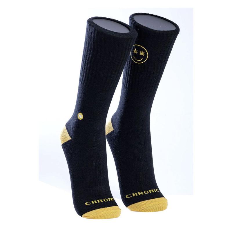 Meia Chronic 420 Cano Longo Smile Ganja Emoji Preta Skate - Meia ...