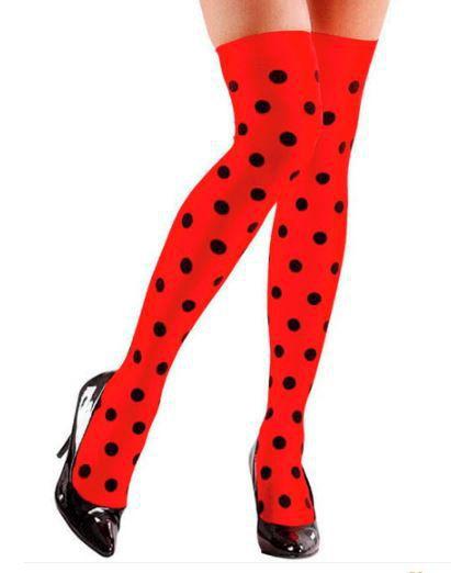 Meia Longa vermelha com bolinhas pretas Joaninha Adulto - Lynx - Meia ...