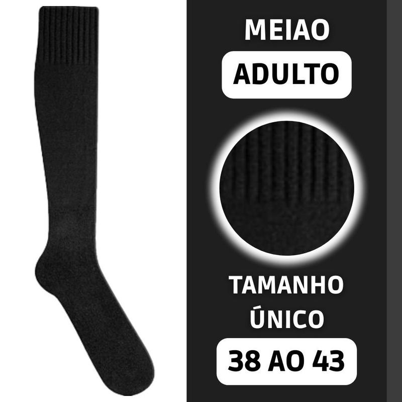 Meiao Adulto Cano Alto para Futebol com Elastano Preto - Duck - Meião ...