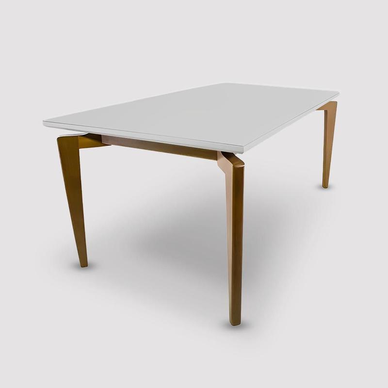 Mesa Amanda Pés em Madeira Maciça Imbuia Tampo com Vidro 4mm - Mobello ...