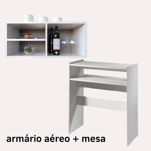Mesa + Armário Aéreo Para Home Office Madeira Mdp - Decore com Amor ...