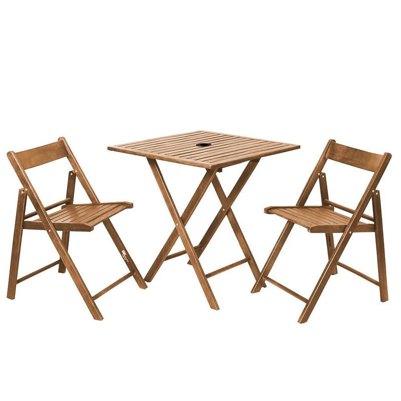 Mesa Com Furo P/Ombrelne Com 2 Cadeiras Madeira Gourmet 70x70cm ...