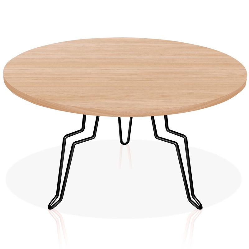 Mesa de Centro Argélia Redonda em Aço e MDF Clean - Preta e Jade ...