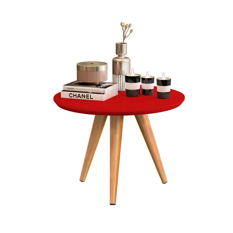 Mesa de Centro Redonda Retro Pés Palito Classic Cor Vermelho - Quality ...