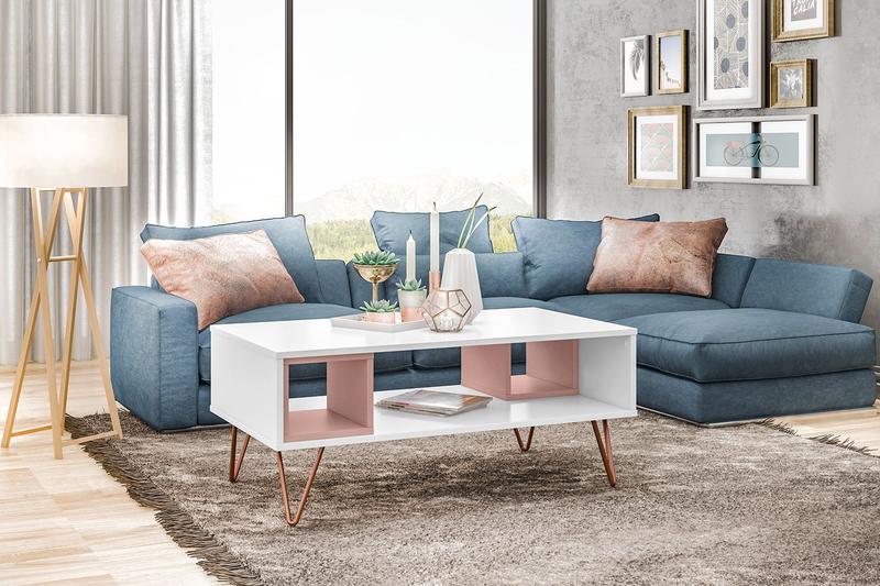 Mesa de Centro Rustica Vintage Retrô Metal Dallas Branco/rose Olivar ...