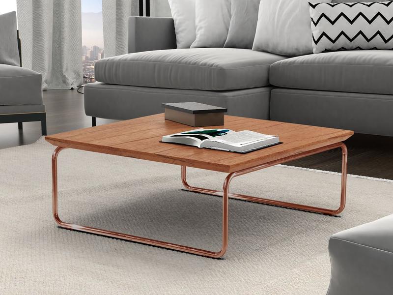Mesa De Centro Sofia Base Metal Cobre E Tampo Mel Laminado - Sanna Decor - Mesa de Centro ...