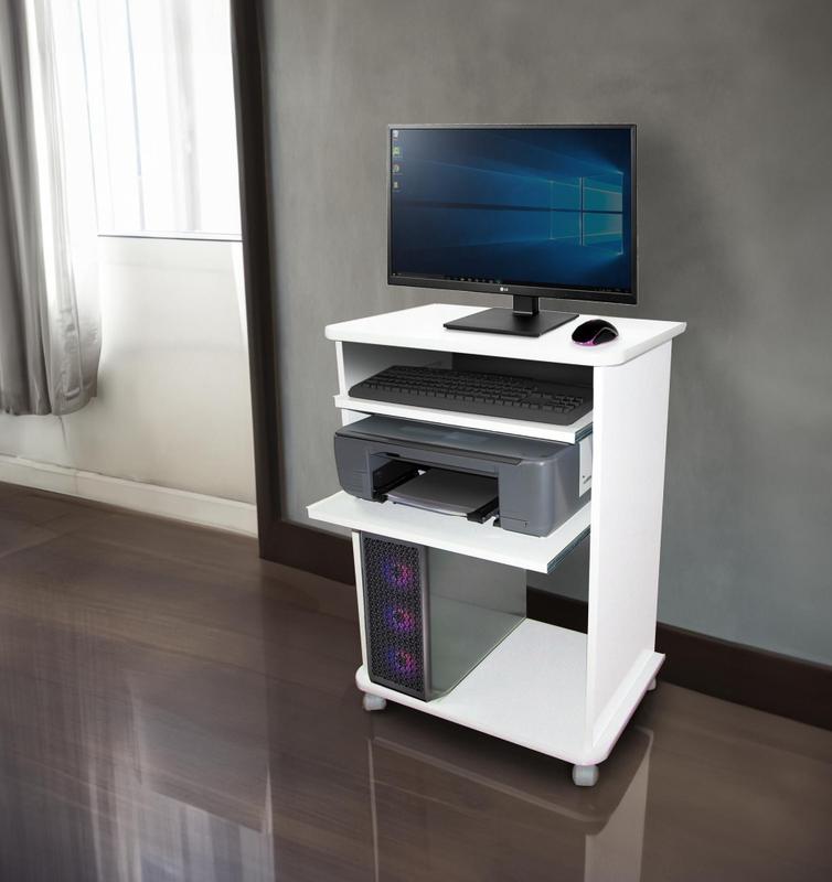 Mesa de Computador 58cm - Duas prateleiras - Suporte CPU e Impressora ...