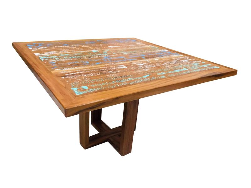 Mesa de Jantar 1,5x1,5m Pe Central Madeira de Demolição Peroba Rosa ...