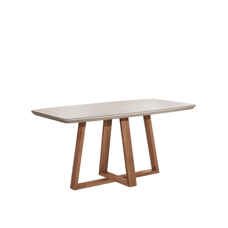Mesa de Jantar c/ Tampo de Vidro Bennice (160 cm) - Cor: Natural/Off ...