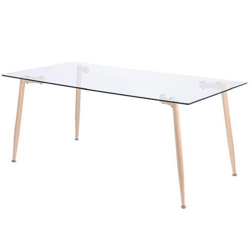 Mesa de Jantar Completa Base em Aço Tampo de Vidro 72x140x80 - Or ...